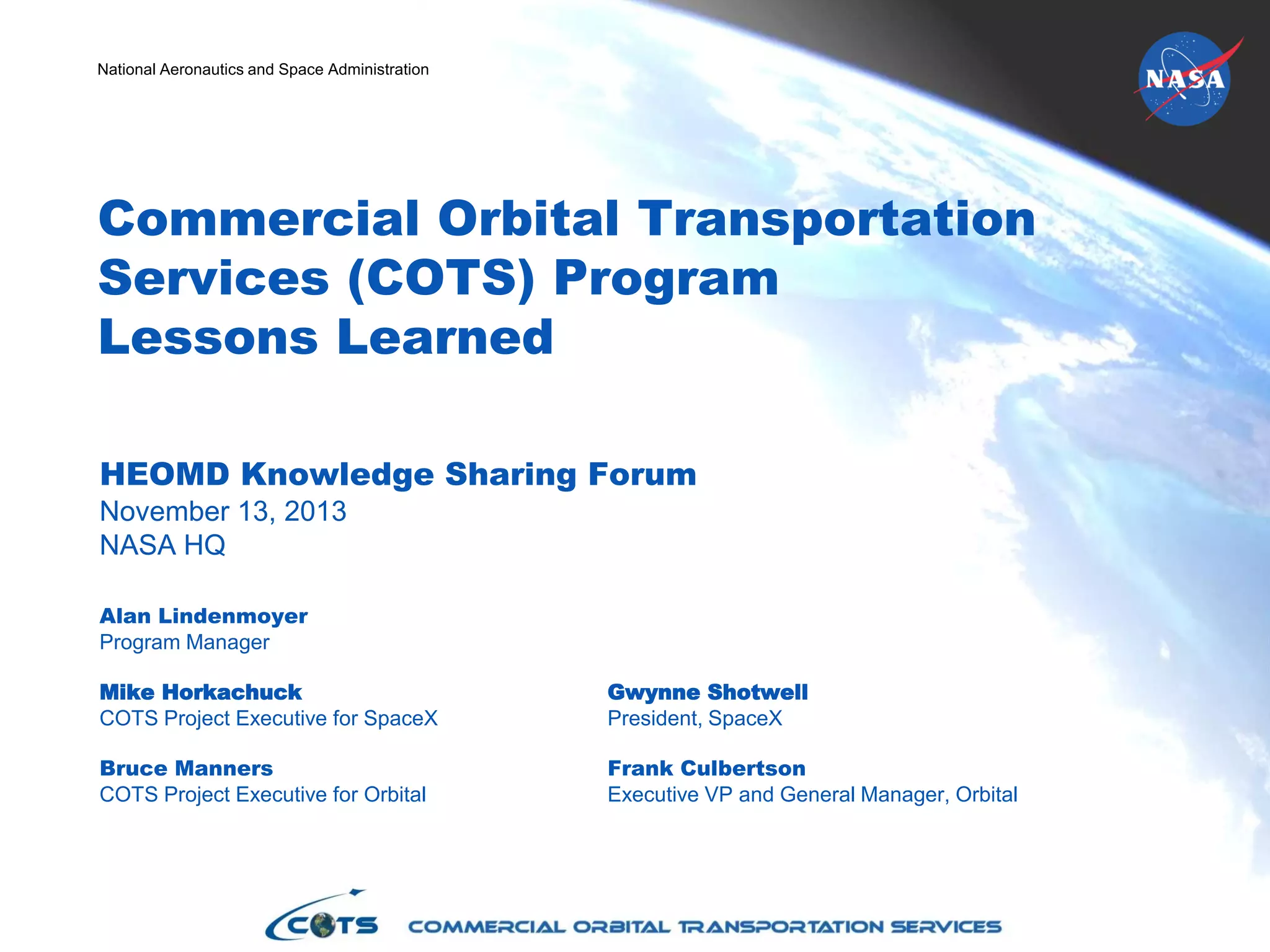 COTS lessons learned_2013_nov13 | PDF