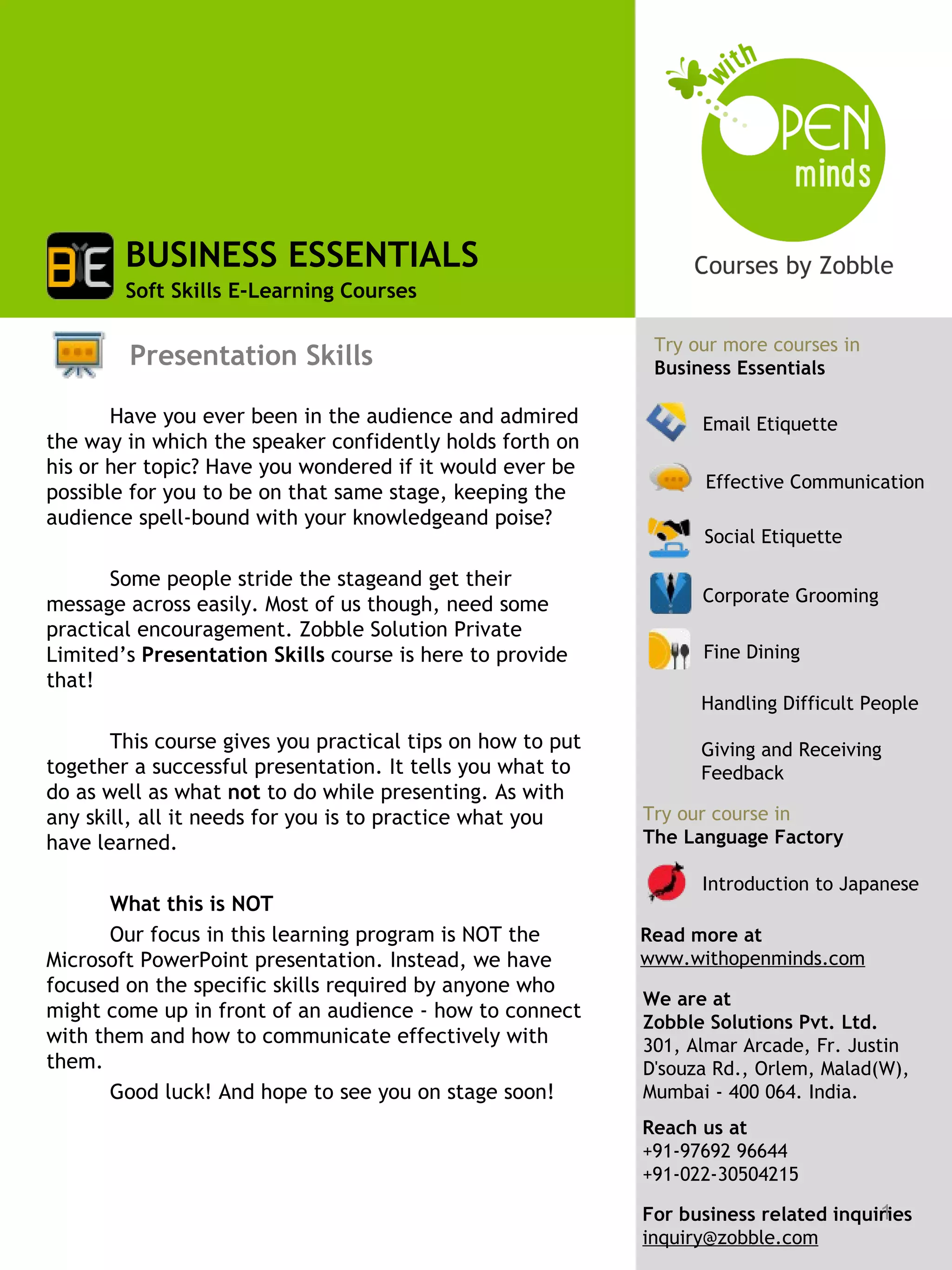 Presentation Skills | PDF
