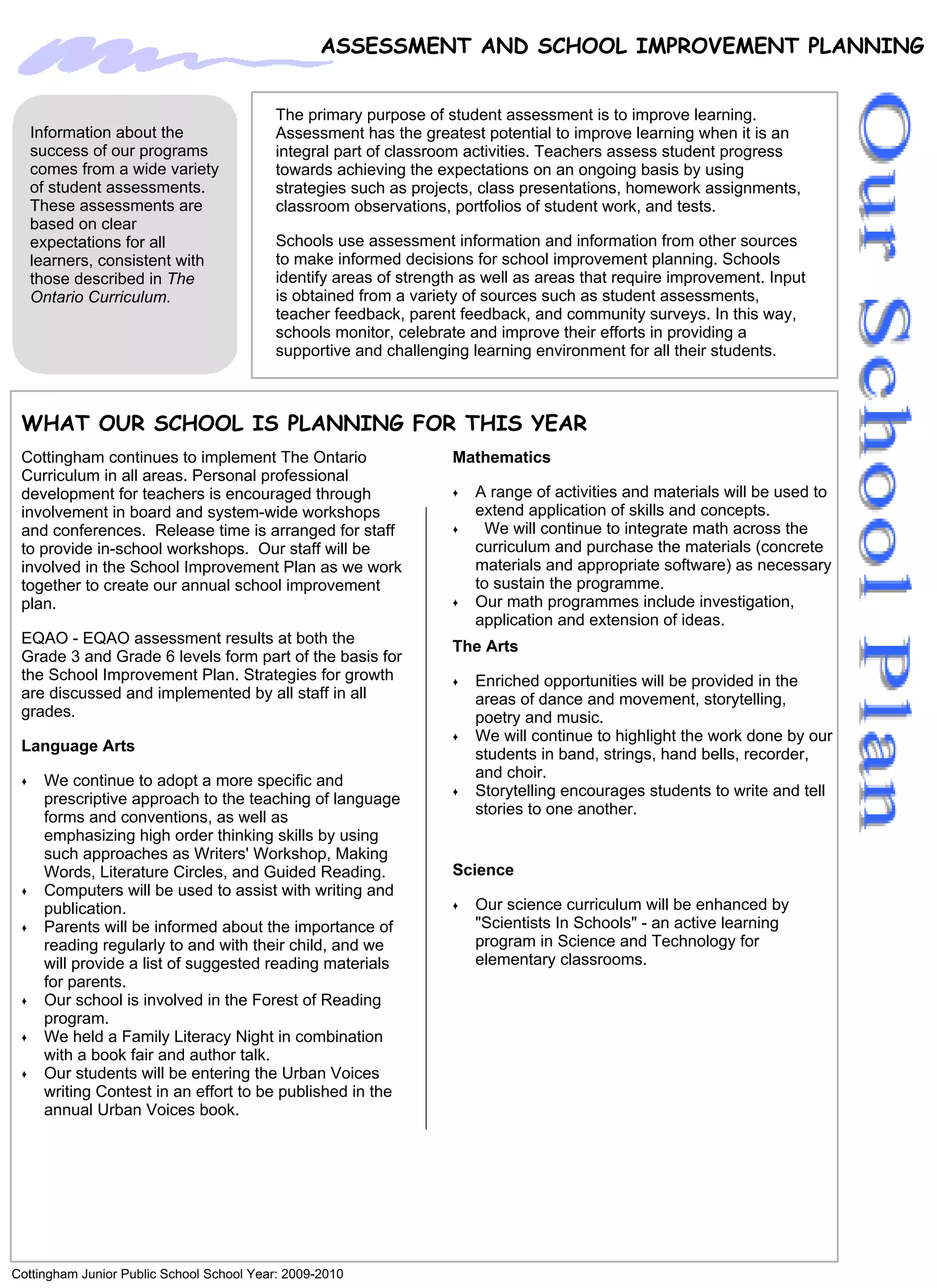 Cottingham Junior Public School Gr JK - 6 Profile | PDF