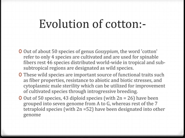 Cotton as a fibre crop | PPTX