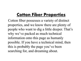 Cotton Fiber Properties | PDF