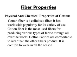 Cotton Fiber Properties | PDF