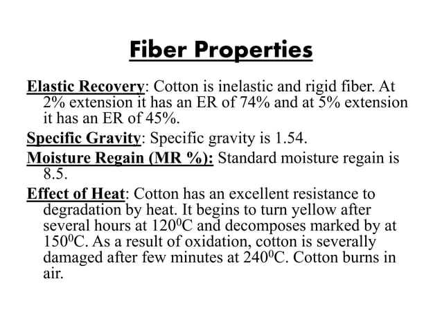 Cotton Fiber Properties | PDF | Chemistry | Science