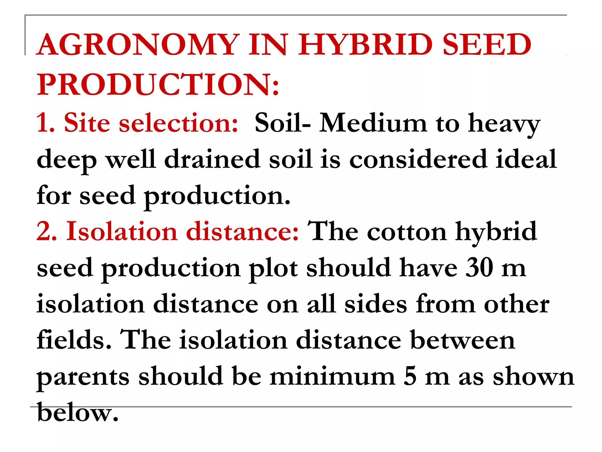 Cotton hybrid seed production | PPT