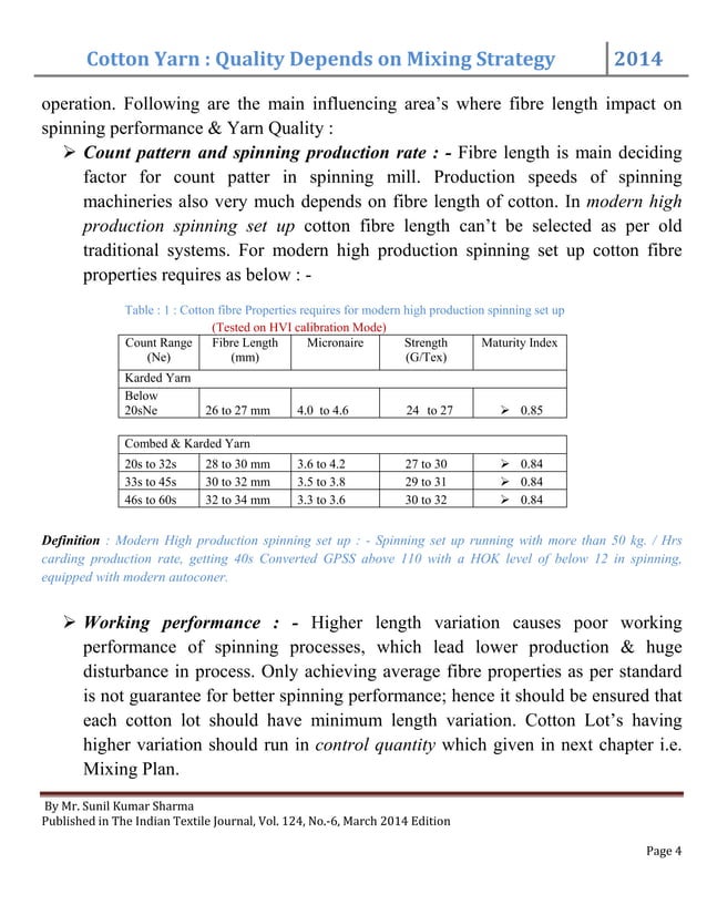 Cotton Yarn Quality Depends on Mixing Strategy | PDF | Needlework ...
