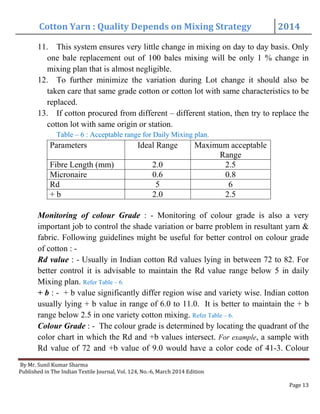 Cotton Yarn Quality Depends on Mixing Strategy | PDF