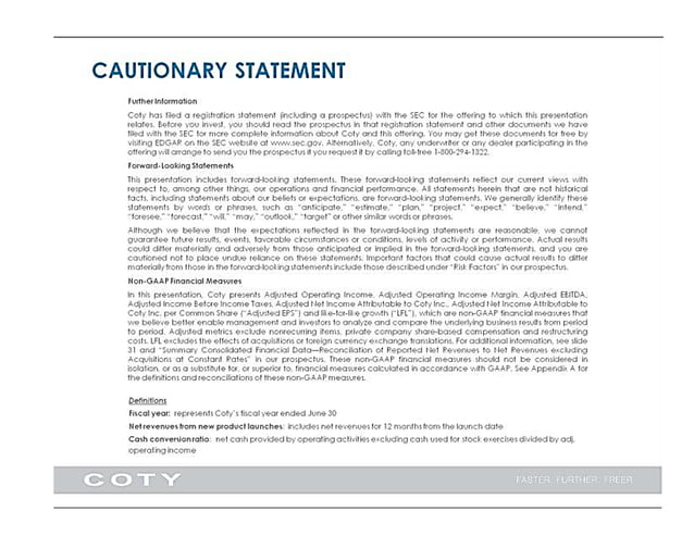 Coty ipo roadshow investor presentation - june 2013 | PDF
