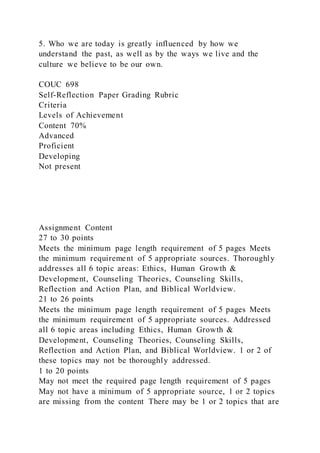 COUC 698Self-Reflection Paper Assignment InstructionsOverv | DOCX