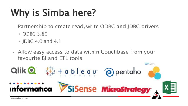 BI, Integration, and Apps on Couchbase using Simba ODBC and JDBC | PPT