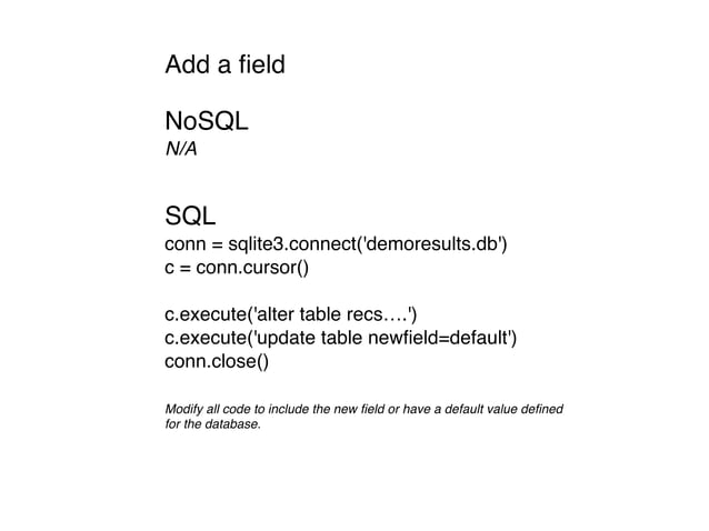 Comparison with storing data using NoSQL(CouchDB) and a relational database. | PPT