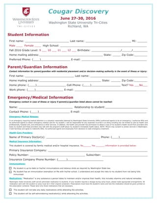 Cougar discovery-student-information-packet | PDF