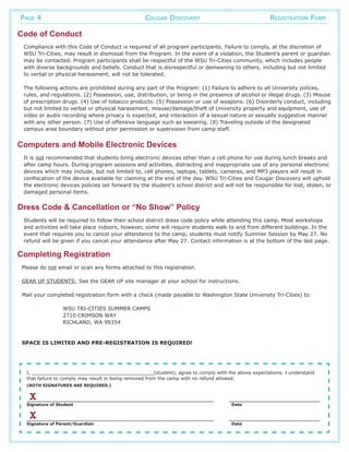 Cougar discovery-student-information-packet | PDF