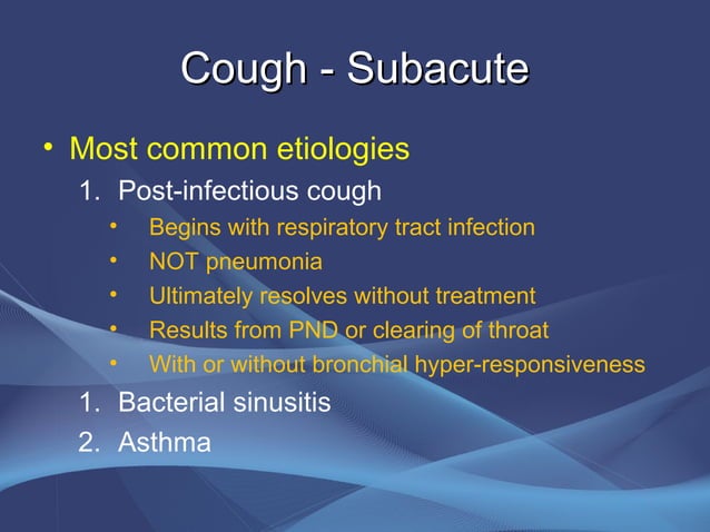 Cough | PPT | Ear, Nose and Throat Conditions | Diseases and Conditions