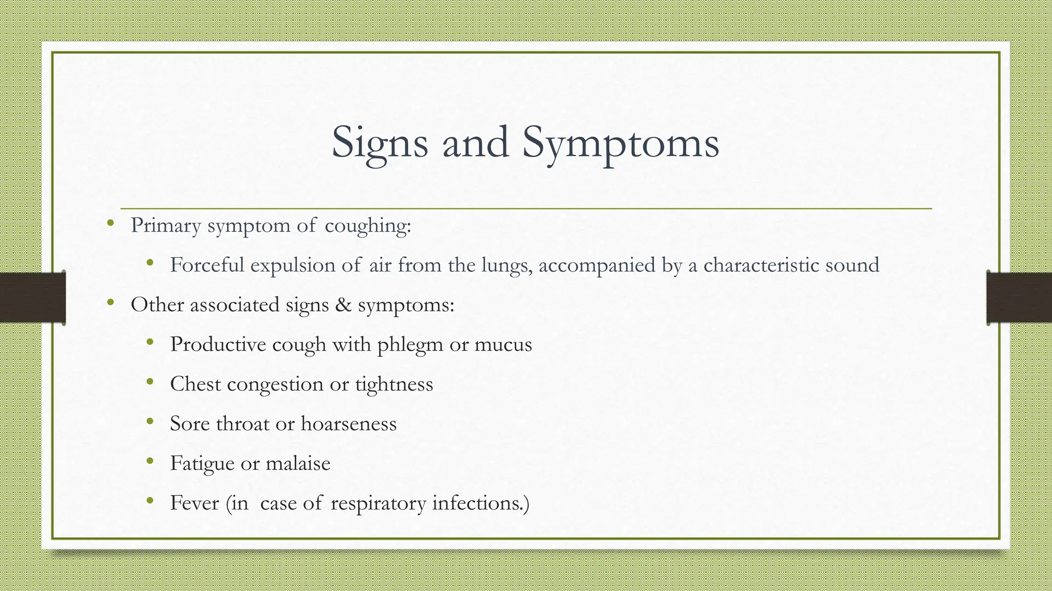 Understanding Cough: Causes, Symptoms, and Care | PPTX | Lung and Respiratory Health | Diseases ...