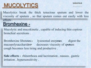 Cough and drugs used to treat ( pharmacology ) | PPTX