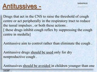Cough and drugs used to treat ( pharmacology ) | PPTX