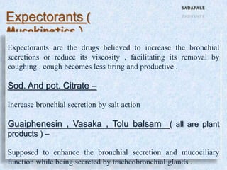 Cough and drugs used to treat ( pharmacology ) | PPTX