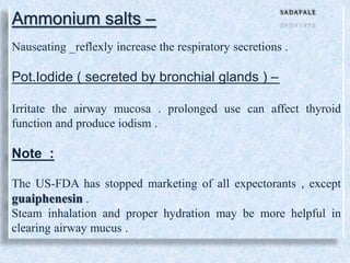 Cough and drugs used to treat ( pharmacology ) | PPTX