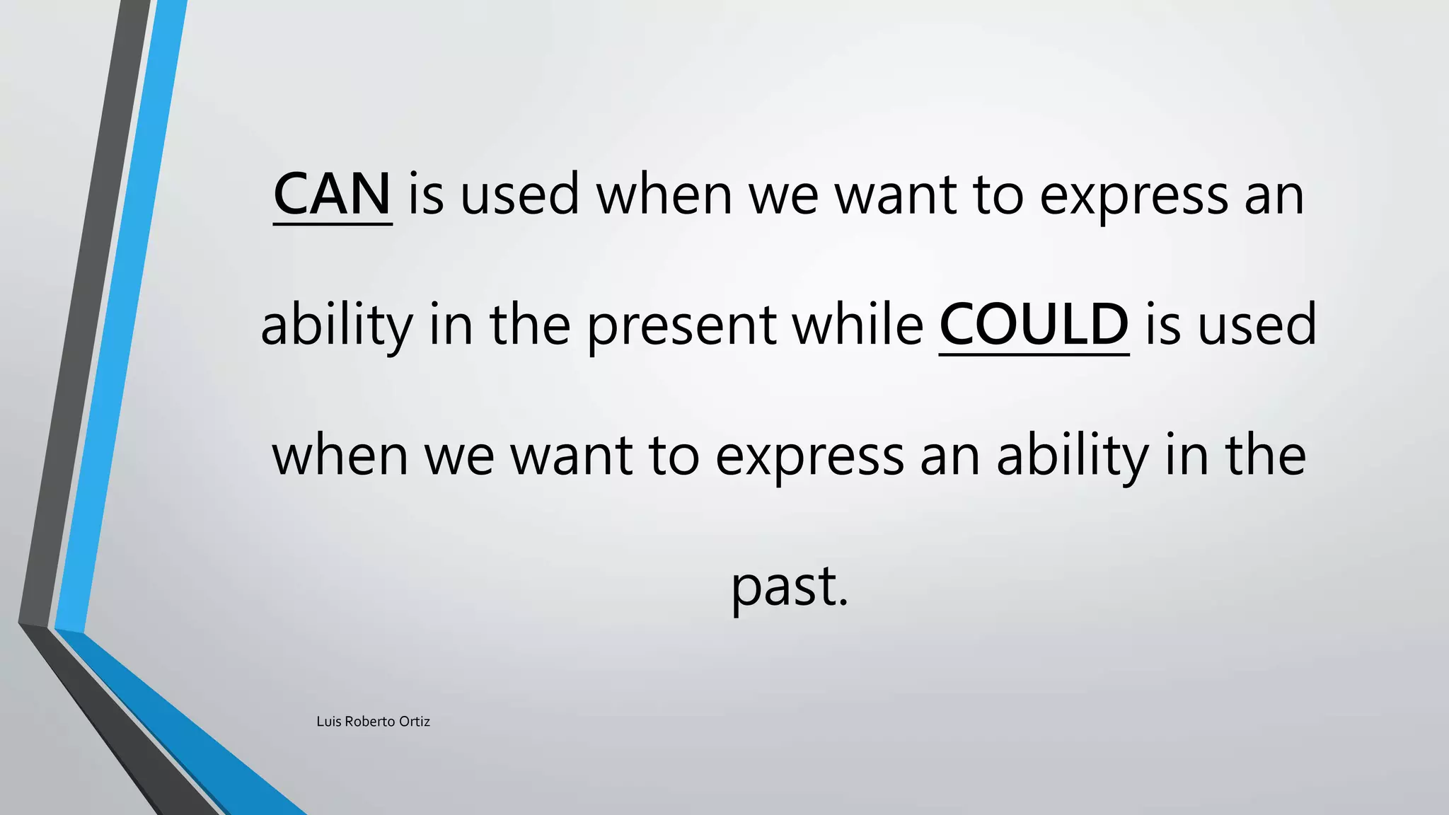 Differences between Can and Could | PPTX