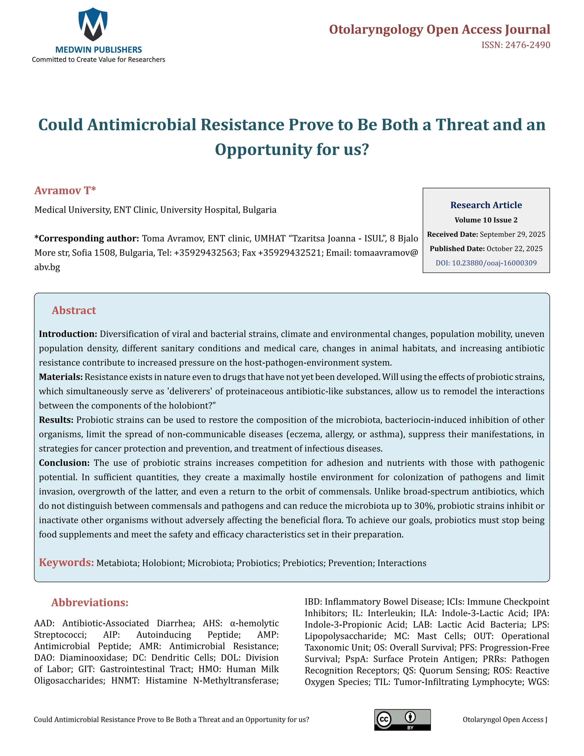 Could Antimicrobial Resistance Prove to Be Both a Threat and an ...