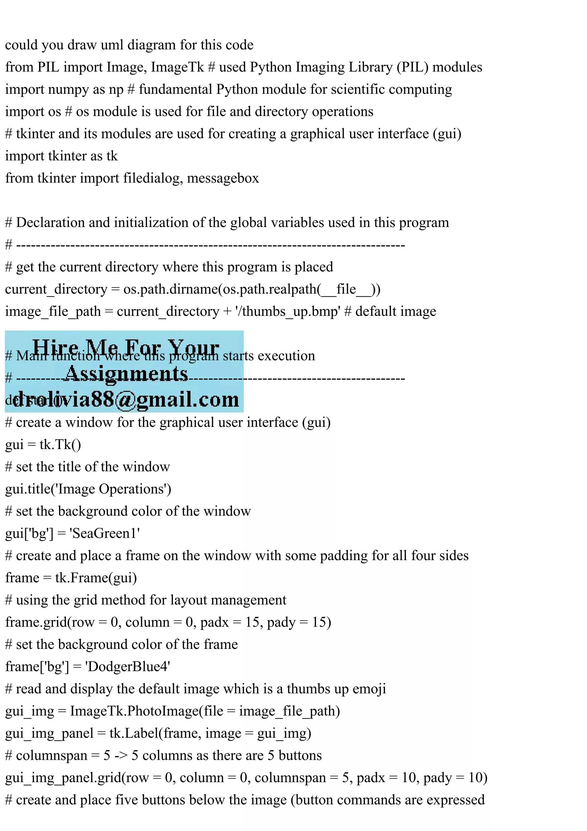 could you draw uml diagram for this code from PIL import Image, Im.pdf | Operating Systems ...