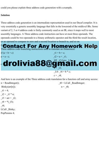 could you please explain three address code generation with a exampl.pdf