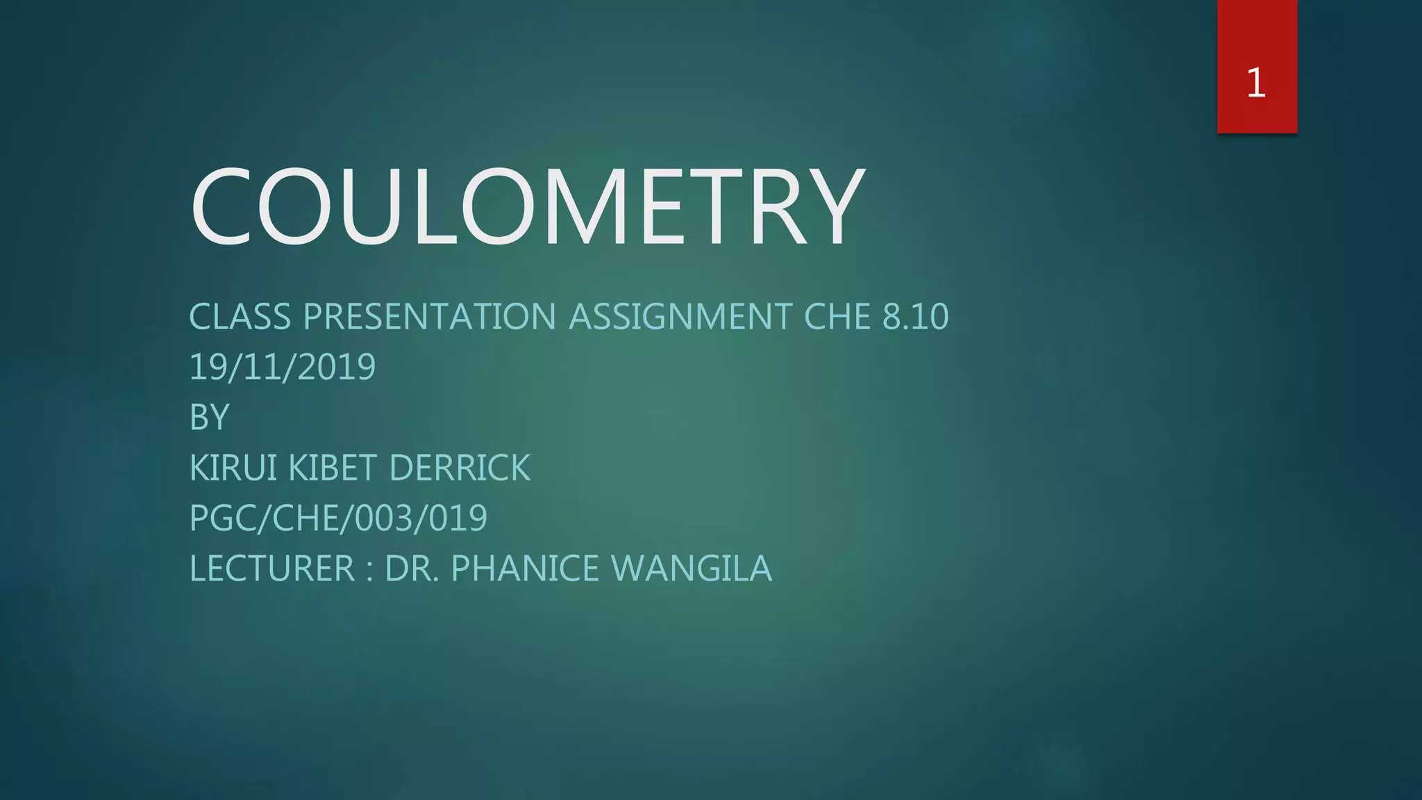 Coulometry.pptx presentation assignment copy | PPTX