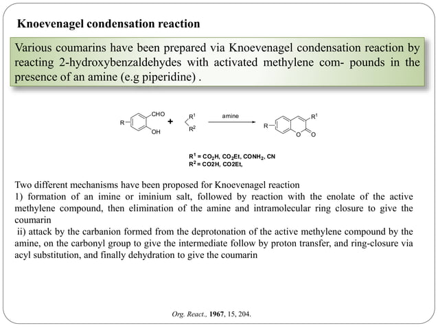 Coumarin ; Synthesis and Medicinal properties | PPT | Chemistry | Science