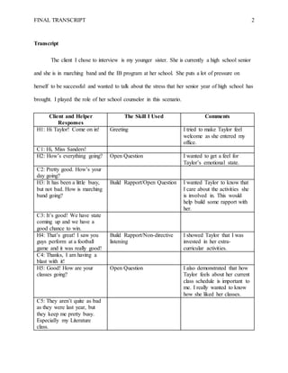 Coun 531 transcript assignment | PDF