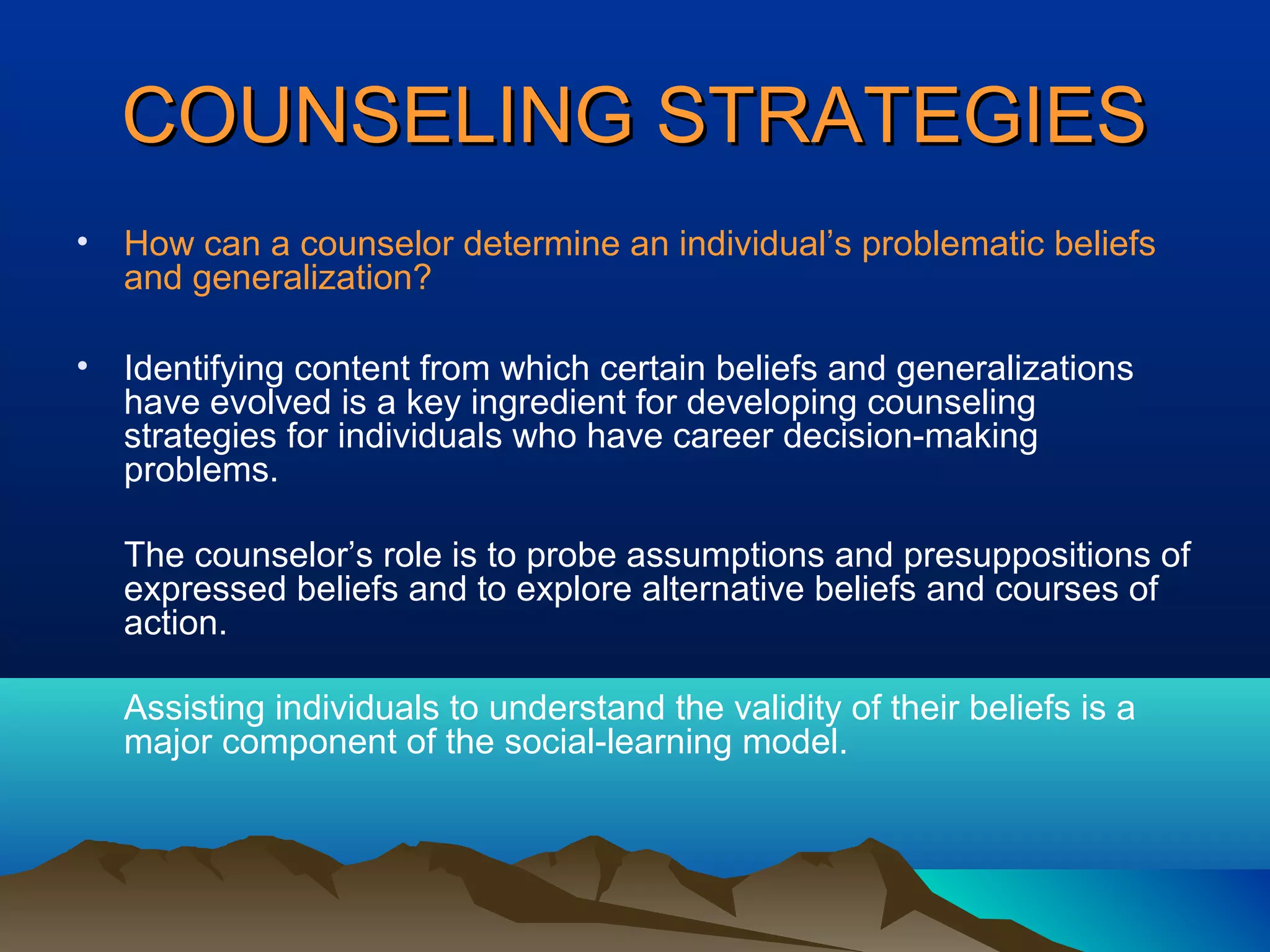 Coun 915 krumsboltz' learning theory of career counseling final | PPT