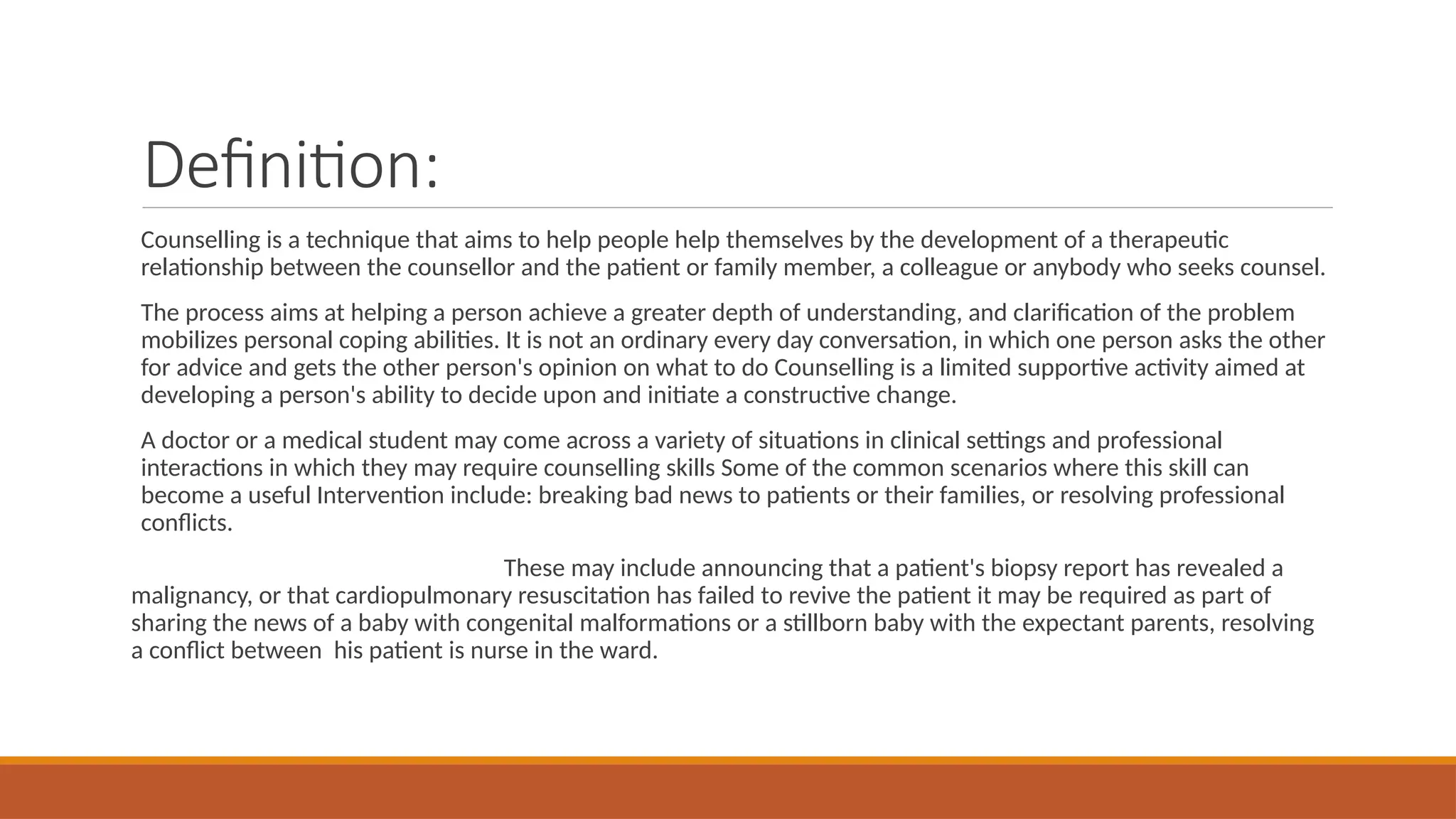 Counseling, Definition, tools and characteristics in Health Care System ...
