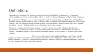 Counseling, Definition, tools and characteristics in Health Care System ...