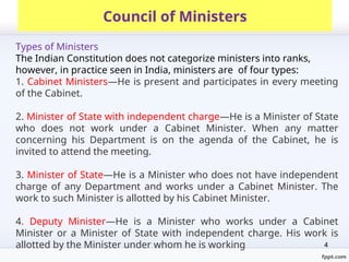 Council of Ministers of india and their powers | PPT