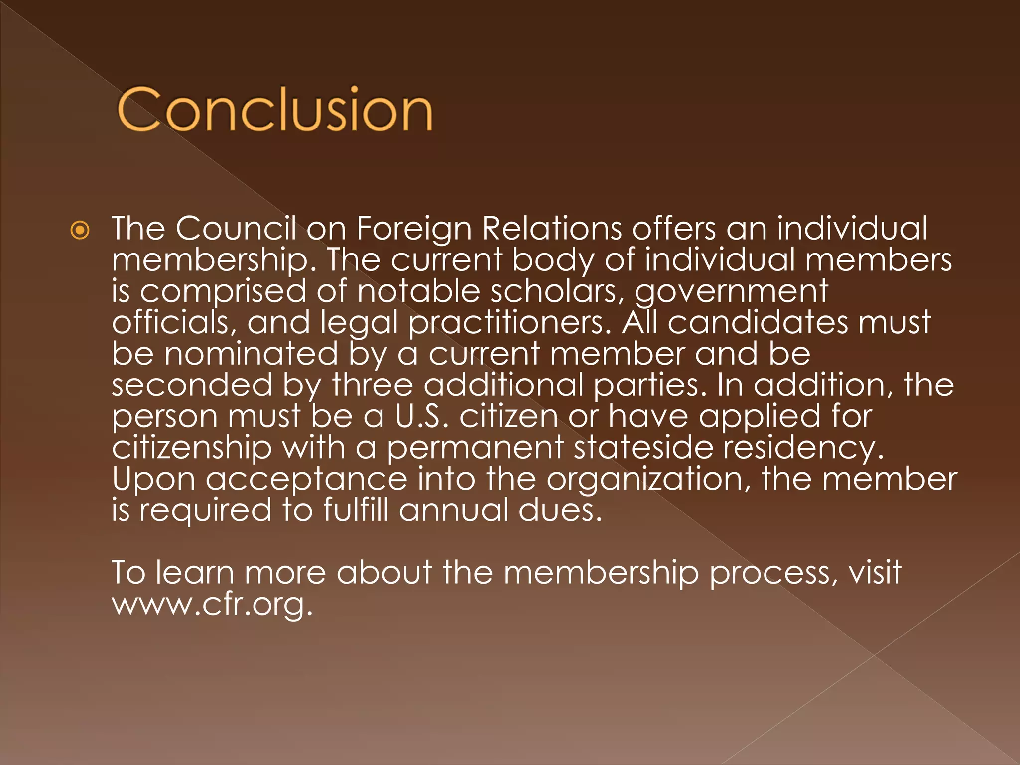 Council on Foreign Relations Membership | PPT