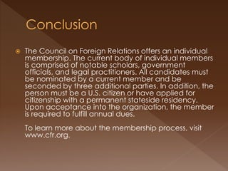 Council on Foreign Relations Membership | PPT