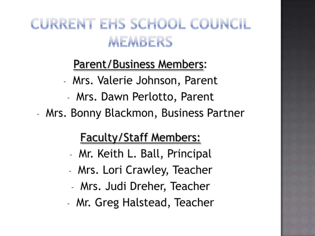 EHS School Council Presentation | PPTX