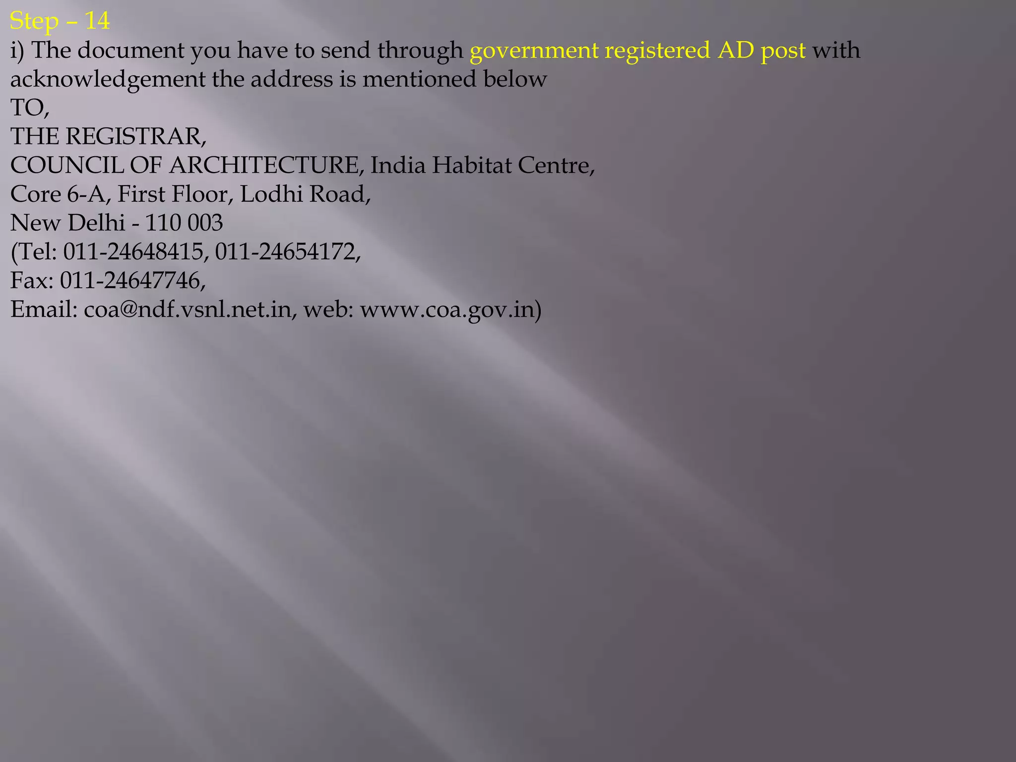 Registration council of architecture | PPTX