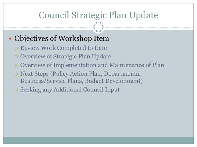 City Council Strategic Plan | PPTX | Government Support and Welfare ...