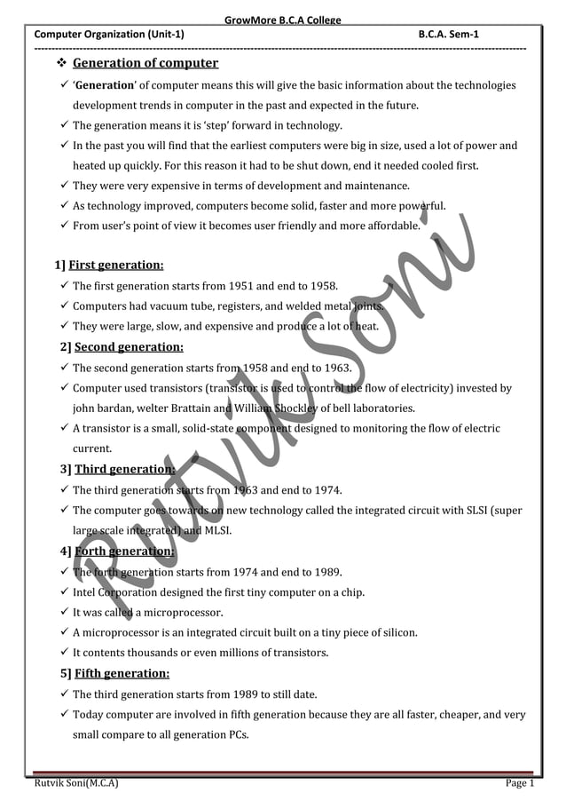 Computer Organization (Unit-1) | PDF | Operating Systems | Computer Software and Applications