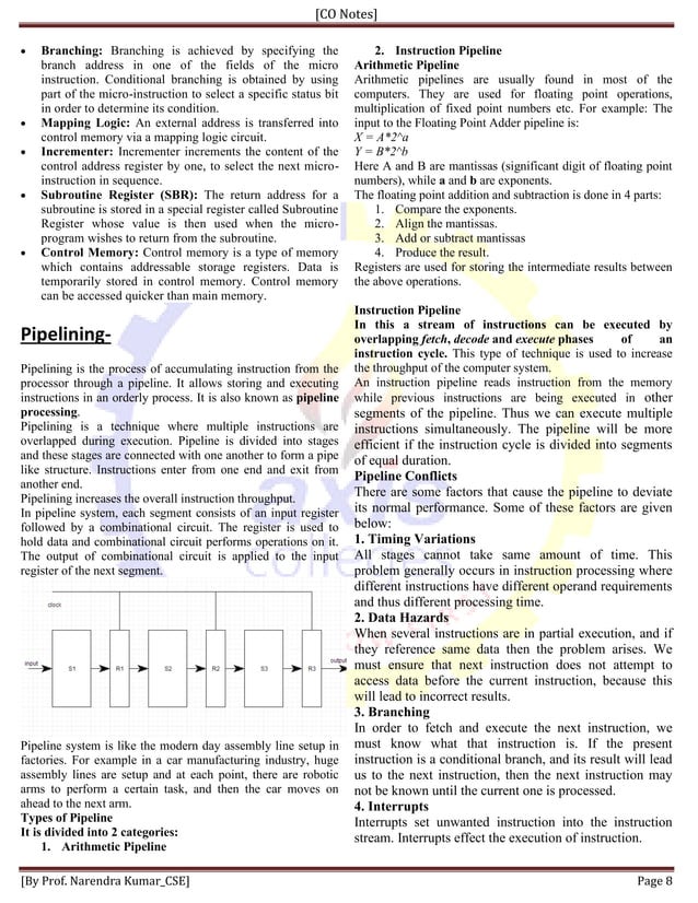 CO Unit 3.pdf (Important chapter of coa) | PDF