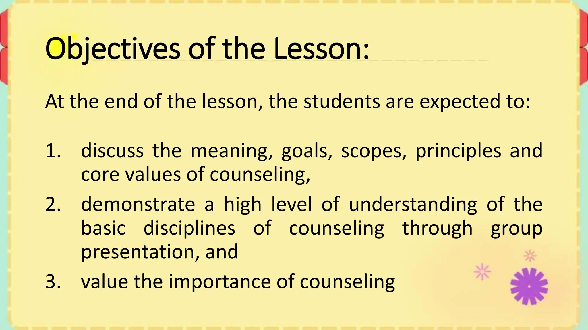 Counseling-HUMSS-ppt Goal,Scope, Function, Competencies.pptx | Mental ...