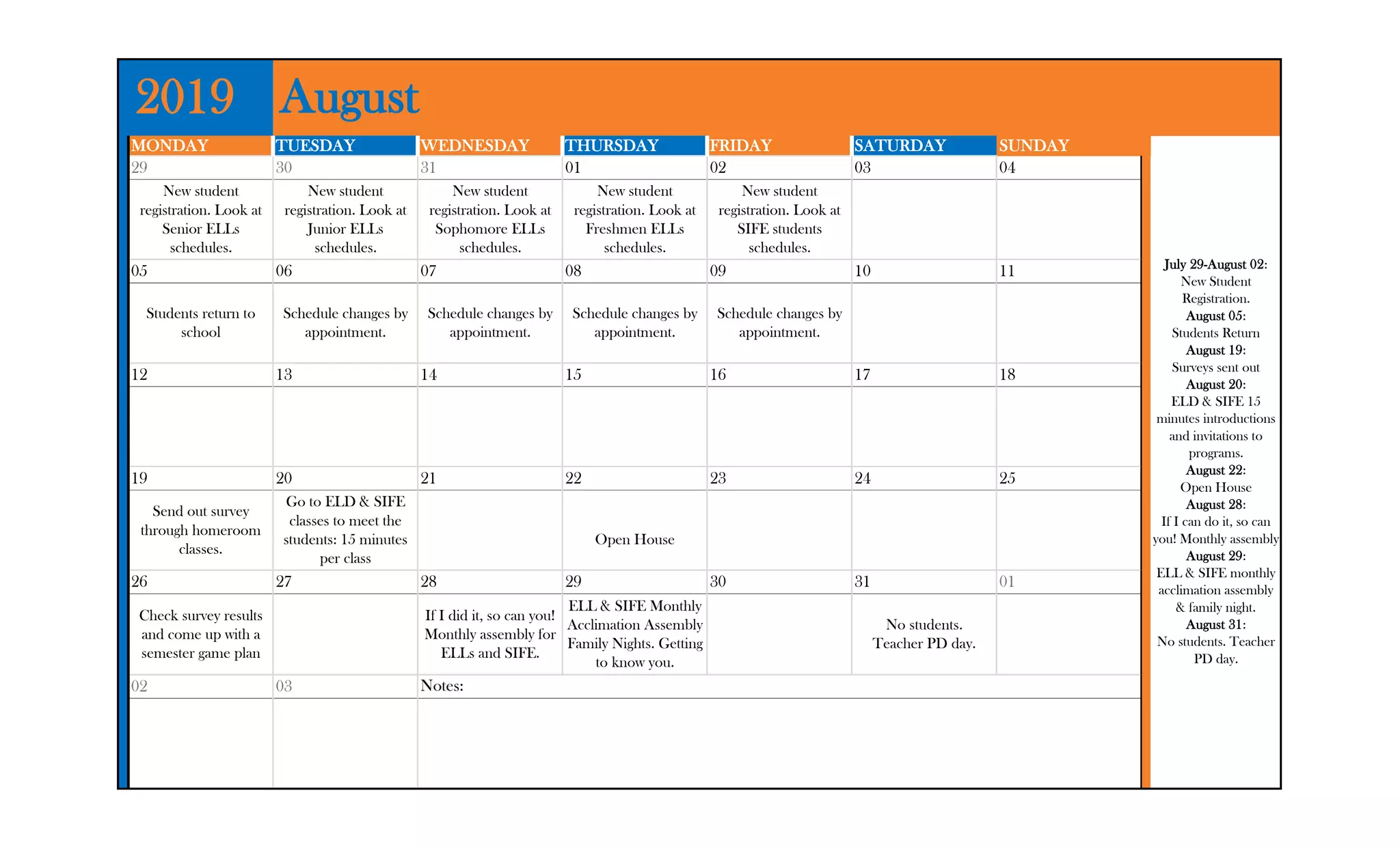 Counseling academic calendar 2019 2020 school year | PDF | National ...