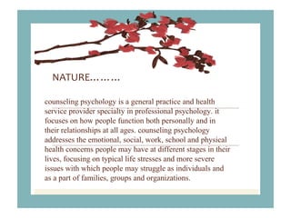 history of counseling psychology and its nature | PPTX