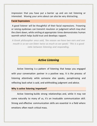 Counseling skills, and responding, active listening | DOCX