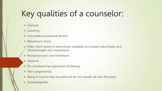 Counselling and its types according to behavior psychology | PPT