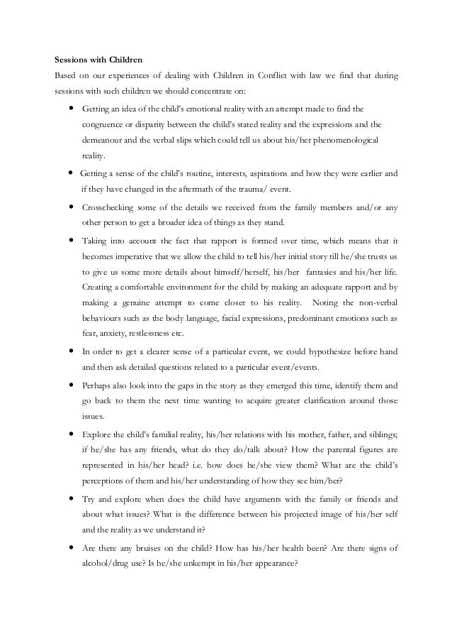 Counselling Children in Conflict with Law Experiences and Lessons