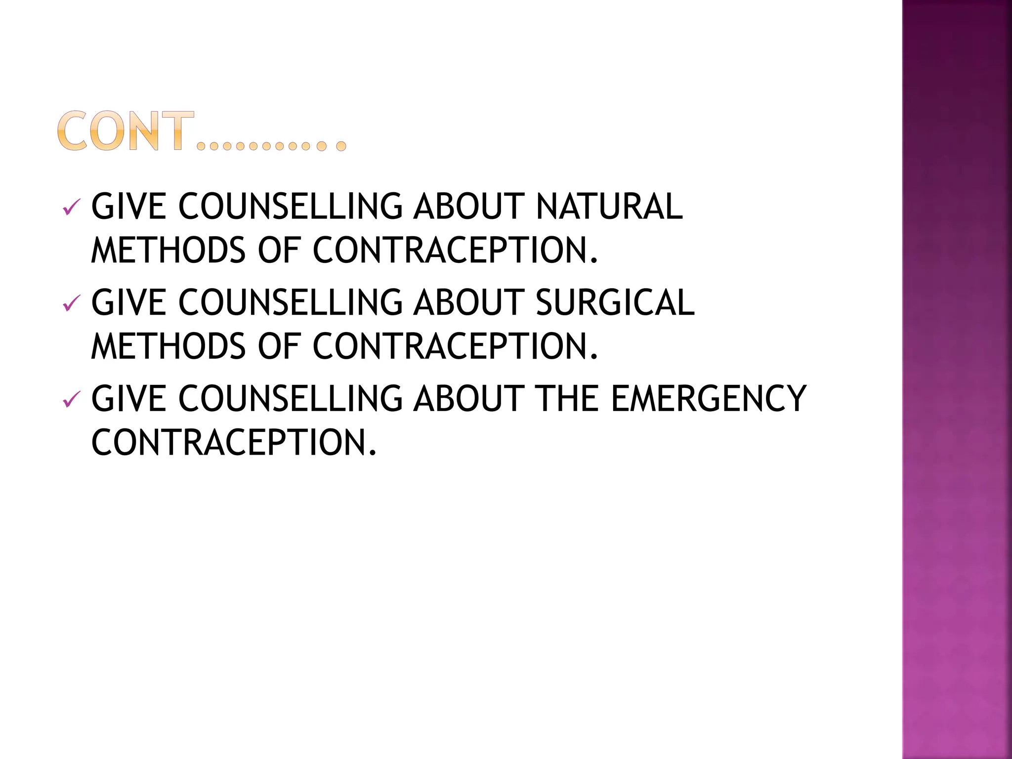 COUNSELLING FOR FAMILY.ppt family planning methods of contraception | PPT