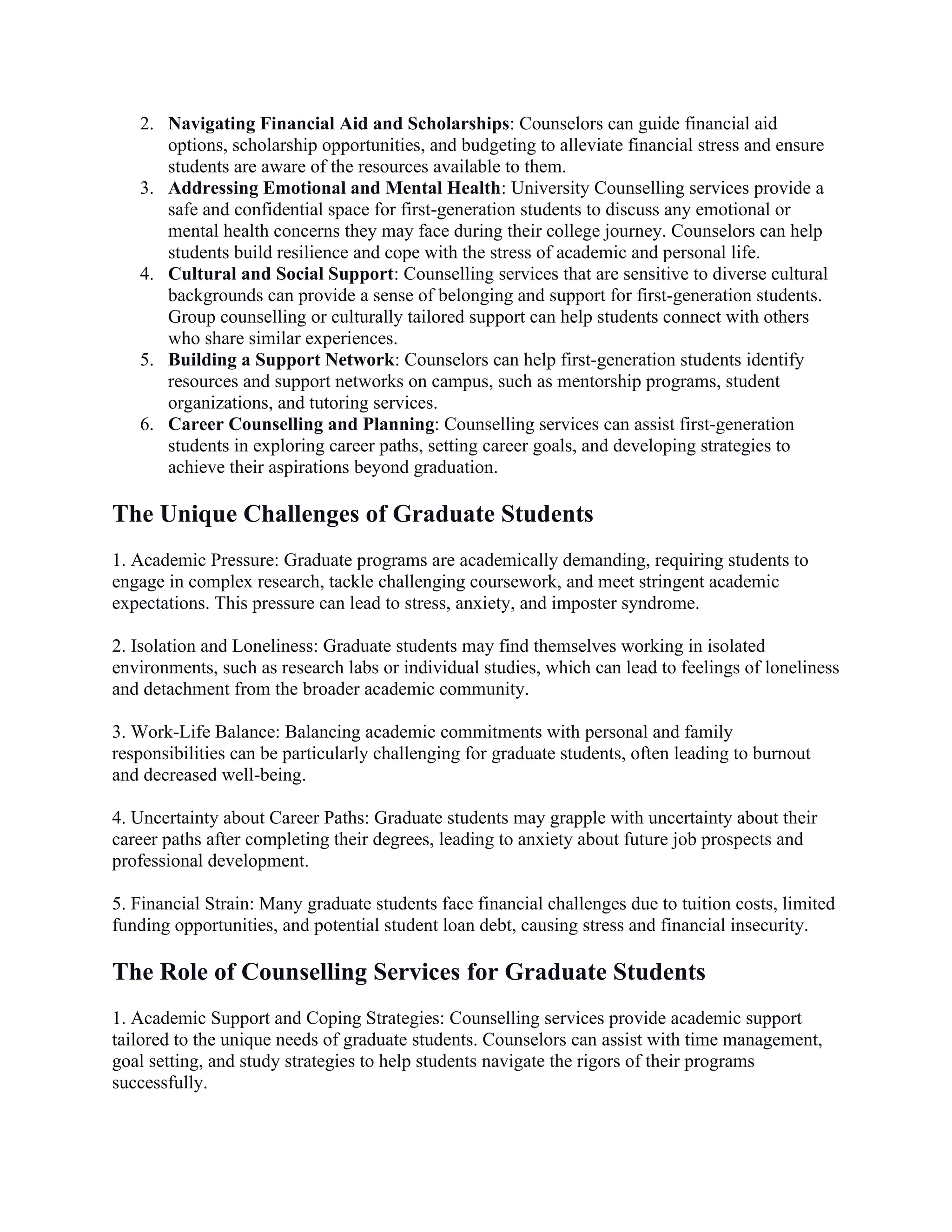 Counselling for First-Generation College Students: Navigating New ...