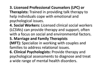 Counselling For Mental Health Problems Pptx