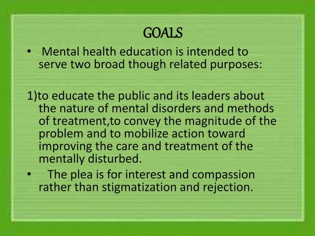 MENTAL HEALTH EDUCATION | PPTX